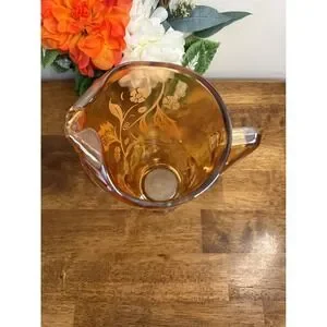 jeanette | Dining | Jeannette Marigold Carnival Glass Pitcher Etched ...
